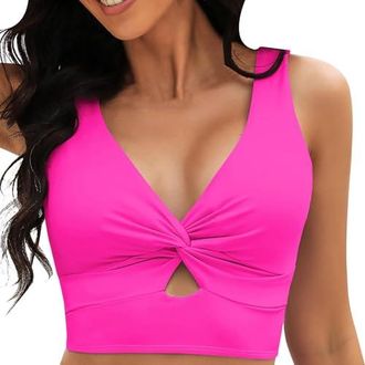 Generic Haut De Maillot De Bain Femme Sexy Push Up Hauts De Bikini avec Rembourrage Chic El&eacute;gant Col en V Hauts De Maillots R&eacute;glables Soutien Gorge Swimwear T