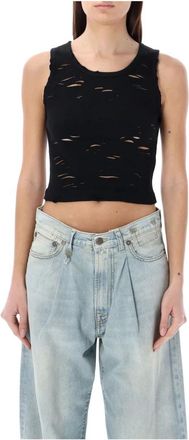 R13 Femme, Tops, Noir, Taille: 40 FR Rib Cotton Broken Top