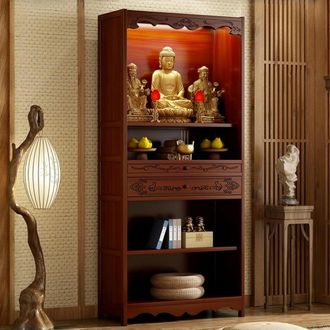 Generic Altartisch aus Bambus, offener Buddha-Nischenaltar, Meditationstische mit Stauraum, multifunktionaler Opfertisch f&uuml;r Gebete, Wahrsagerei und Verehrung