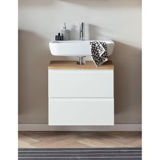 Casa home24 Waschbeckenunterschrank I 60 x 54 x 35cm Weiß/Matt Weiß