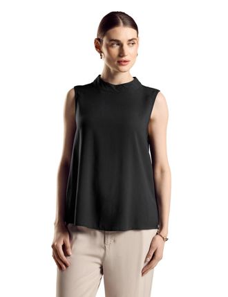 Street One Damen A344895 Bluse mit Stehkragen, Black, 36