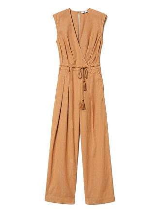 Twin-Set Jumpsuit mit Nadelstreifen - Nude