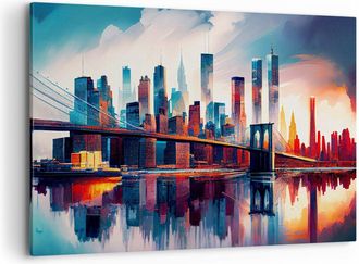 Arttor Wandbilder Dekoration Wohnzimmer Stadt Br&uuml;cke Die Architektur Bilder auf Leinwand 120x80cm Leinwandbild Schlafzimmer Deko Wand Kunstdruck Art Gro&szlig; XXL