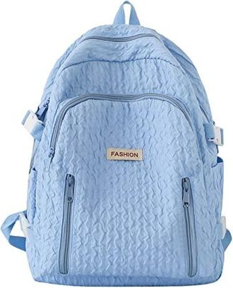 Generic Sac &agrave; dos &agrave; roulettes pour filles et nouveau motif, double couche, grande capacit&eacute;, pratique et l&eacute;ger, sac &agrave; dos pour adolescentes, coll&egrave;ge, bleu, tai
