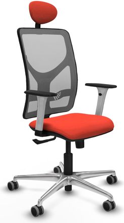 Piqueras y Crespo Schreibtischstuhl in Orange, mit wei&szlig;en und schwarzen Armlehnen, h&ouml;henverstellbare Lendenwirbelst&uuml;tze und festes Kopfteil, ausgestattet mit 3 Position