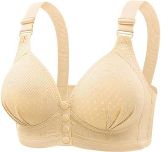 Generic Corsages et bustiers pour femmes Bralettes sans couture, col en V doux, respirant, rembourr&eacute;, couverture compl&egrave;te, soutien-gorge quotidien, beige, 3XL