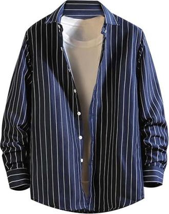 Generic Chemise &agrave; Manches Longues ray&eacute;e pour Homme - Coupe Droite de Loisirs Respirante S&eacute;chage Rapide f&ecirc;te Stretch dext&eacute;rieur l&eacute;g&egrave;re et Douce