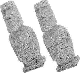 SOLUSTRE 2stücke Moai Statue Dekorative Figürlichkeit Für Garten Und Zuhause Osterinsel Kopf Skulptur Für Regal Tischdeko Und Kreative Gartenplanung