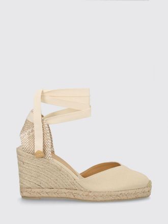 Castaner Espadrilles compens&eacute;es Chiara en toile de coton avec la&ccedil;age &agrave; la cheville
