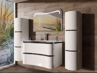 Home Line Badm&ouml;bel Set Lady Lux Wei&szlig; Lackiert Hochglanz Badezimmerm&ouml;bel 90 cm