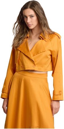 Kocca Femme, Manteaux, Orange, Taille: 36 FR Cropped Biker Jacket