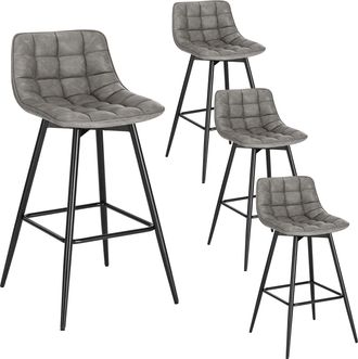 Woltu 4er Set Barhocker Barstuhl Hocker Tresenhocker Bistrohocker Design Stuhl Kunstleder Metall Dunkelgrau BH249dgr-4