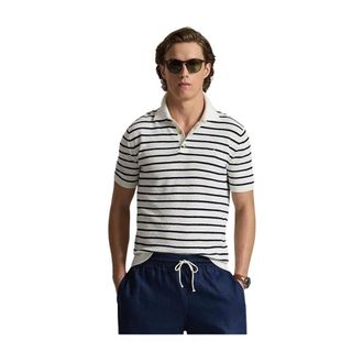 Polo Ralph Lauren Homme, Tops, Blanc, Taille: XL Pull Polo en m&eacute;lange de coton &agrave; manches courtes