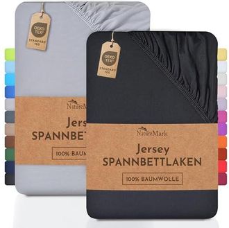 NatureMark Lot de 2 draps-Housses en Jersey, 100% Coton, dans de Nombreuses Tailles et Couleurs, qualit&eacute; de la Marque &Ouml;ko-Tex Standard 100, 90 x 200 cm, 100 x 20