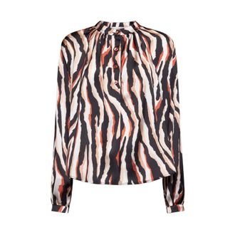 Silvian Heach Femme, Blouses et Chemises, Multicolore, Taille: 38 FR Blouse imprimée avec col froncé