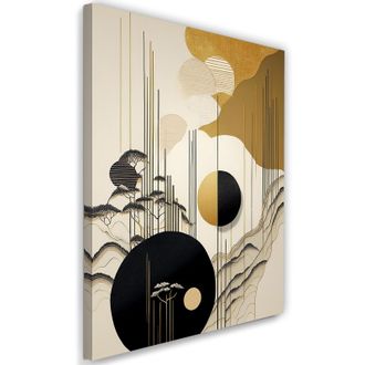 Feeby Wandbild - Wohnzimmer Modern Deko - Abstraktion Glamour Beige - 75x115 1tlg - Bilder Leinwand - Bild auf Leinwand Schlafzimmer - Leinwandbilder f&uuml;r di