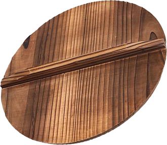 Garneck Holzdeckel F&uuml;r Gusseisenpfanne Flacher Deckel Aus Holz Wokdeckel Traditioneller Bratpfannendeckel Holzdeckel F&uuml;r Wok Zubeh&ouml;r Holzpfannendeckel Chinesi