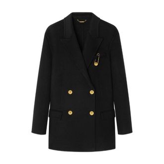Versace Woll- und Kaschmir-Reiher-Mantel - - Coats - Damen - Schwarzk - M