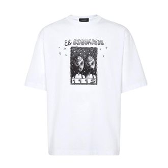 Dsquared2 Cartoon El Dsquared2 Design Wei&szlig;es T-shirt