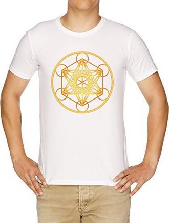 Vendax Metatrons Cube, Fleur De La Vie, Sacré Géométrie T-Shirt Homme Blanc