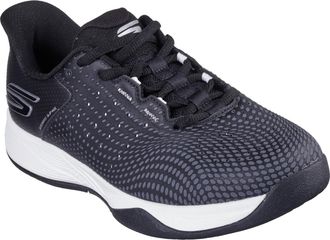 Skechers Damen Viper Court Reload Sneaker, Black Synthetic/Textile/White Trim, 39.5 EU