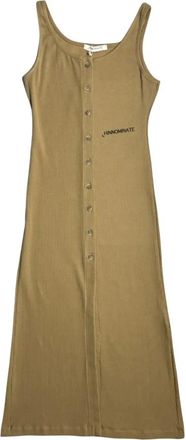 Hinnominate Hinnominate, Femme, Robes, Brun, Taille: 36 FR Robe Midi C&ocirc;tel&eacute;e Boutonn&eacute;e sur le Devant