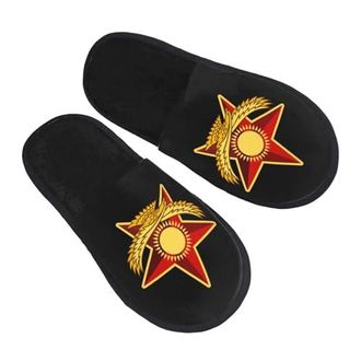 Generic Pantoufle Maison Armoiries Militaires Du Kazakhstan Chaudes Pantoufles Confortable Hiver Pantoufles Antid&eacute;rapantes Hiver Chaussures Chaudes Pour Campi