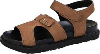 Generic Sandales de marche en cuir à bout ouvert pour femme - Soutien de la voûte plantaire - Chaussures dété légères et plates antidérapantes - Pantoufles à 