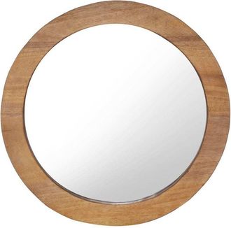 vidaXL Vidaxl - Miroir mural en teck 60 cm rond - Cadre en bois massif - &Eacute;paisseur 3 cm - Crochet de montage inclus - Pour d&eacute;coration int&eacute;rieure