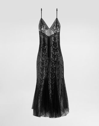 Dolce & Gabbana Slipkleid Aus Chantilly-spitze - Frau Collection Schwarz 42