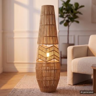 Loistaa home24 Stehleuchte Mosca &Oslash; 25cm Braun/Braun Leinen E27