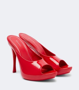 Gucci Mules Viv en cuir verni &agrave; plateau