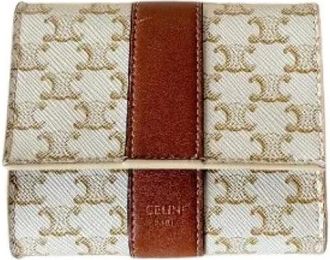 Celine Portefeuille Triomphe en toile Pre-owned - Femme - Pre-owned - Beige - Taille: ONE Size