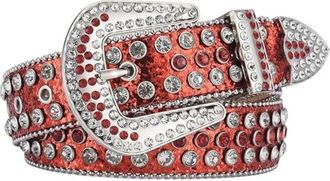 Generic Ceinture en cuir synthétique avec strass pour femme, style cowboy occidental, accessoire de robe jeans, 11, 105 cm