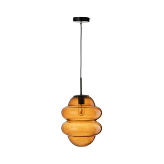 Paris Prix Lampe Suspension en Verre Cuillere Miel 160cm Marron