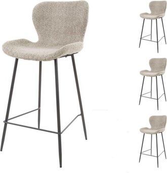 M&S Collection M&s - Lot de 4 chaises de bar 47x51x99 cm en tissu bouclette sable - soraya