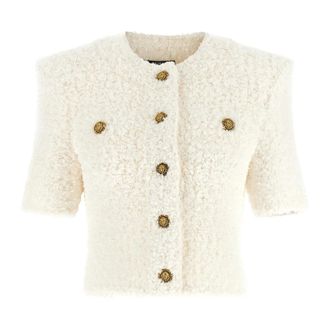 Balmain Plumetis Tweed Cardigan - - Jackets - Damen - Wei&szlig; - S
