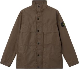 Stone Island Homme, Sport, Brun, Taille: L Waxed Shirt Jacket