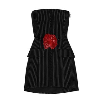 Rotate Schulterfreies Top mit rotem Blumenakzent - - Tops - Damen - Schwarzk - M