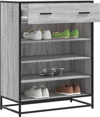 vidaXL Vidaxl - Meuble &agrave; chaussures sonoma gris bois ding&eacute;nierie et m&eacute;tal