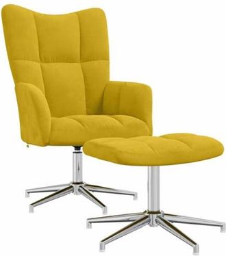 vidaXL Chaise de Relaxation avec Repose-Pied Fauteuil de Détente Siège de Relaxation Chaise de Détente Salon Salle de Séjour Jaune Moutarde Velours