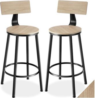 TecTake TecTake Lot de 2 Tabourets de Bar &Oslash;46,5 x 104 cm, Chaise Haute Cuisine Tabouret de Bar avec Repose Pied Style Industriel Tabouret Cuisine Chaises Haut