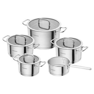 J.A. Henckels International by ZWILLING Pulse Kochtopfset 5-tlg,Glasdeckel, 18/10 Edelstahl, f&uuml;r alle Herdarten inkl. Induktion