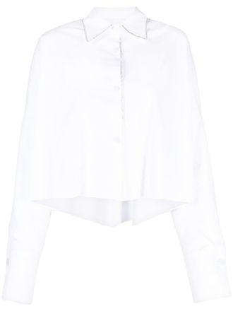 Genny chemise crop &agrave; ornements - Blanc