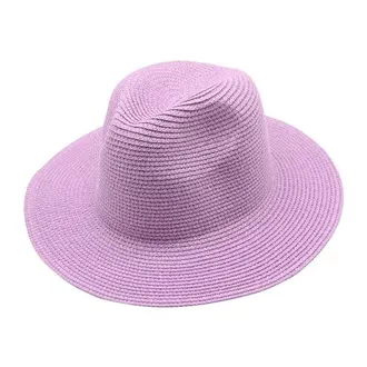 Generic Chapeau Fedora Panama unisexe pliable - Chapeau de soleil en paille r&eacute;glable &agrave; large bord pour homme et femme, casquette de plage pliable pour voyage,