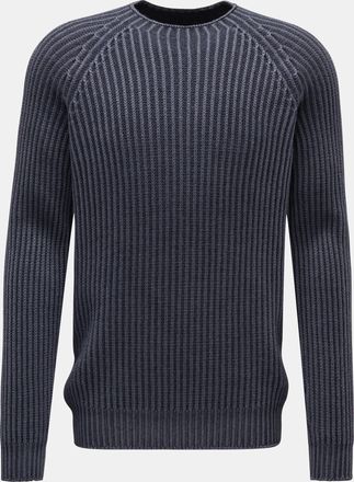 04651/ Herren - Wende-Rundhalspullover Foggy Rip navy/dunkelgrau