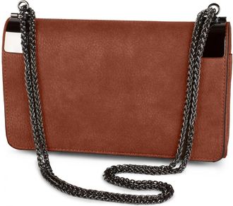 styleBREAKER Clutch, Abendtasche mit Metallspangen und Gliederkette, Vintage Design, Damen 02012046, Farbe:Rotbraun