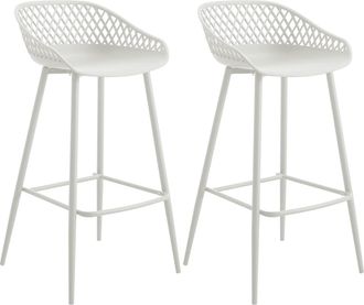 IDIMEX Barhocker IREK im Retro-Design, bequemer Tresenhocker im 2er Pack, praktischer Bistrostuhl aus Kunststoff weiß