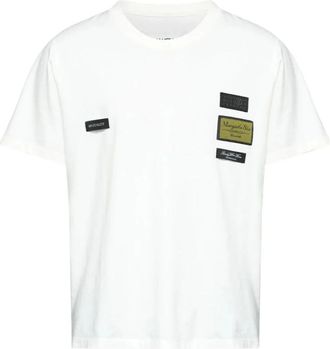 Maison Margiela Homme, Tops, Blanc, Taille: M T-shirt &agrave; manches courtes et patchs col rond