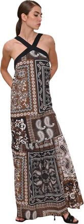 Kaos Kaos, Femme, Robes, Multicolore, Taille: 40 FR Robe Longue Imprim&eacute;e